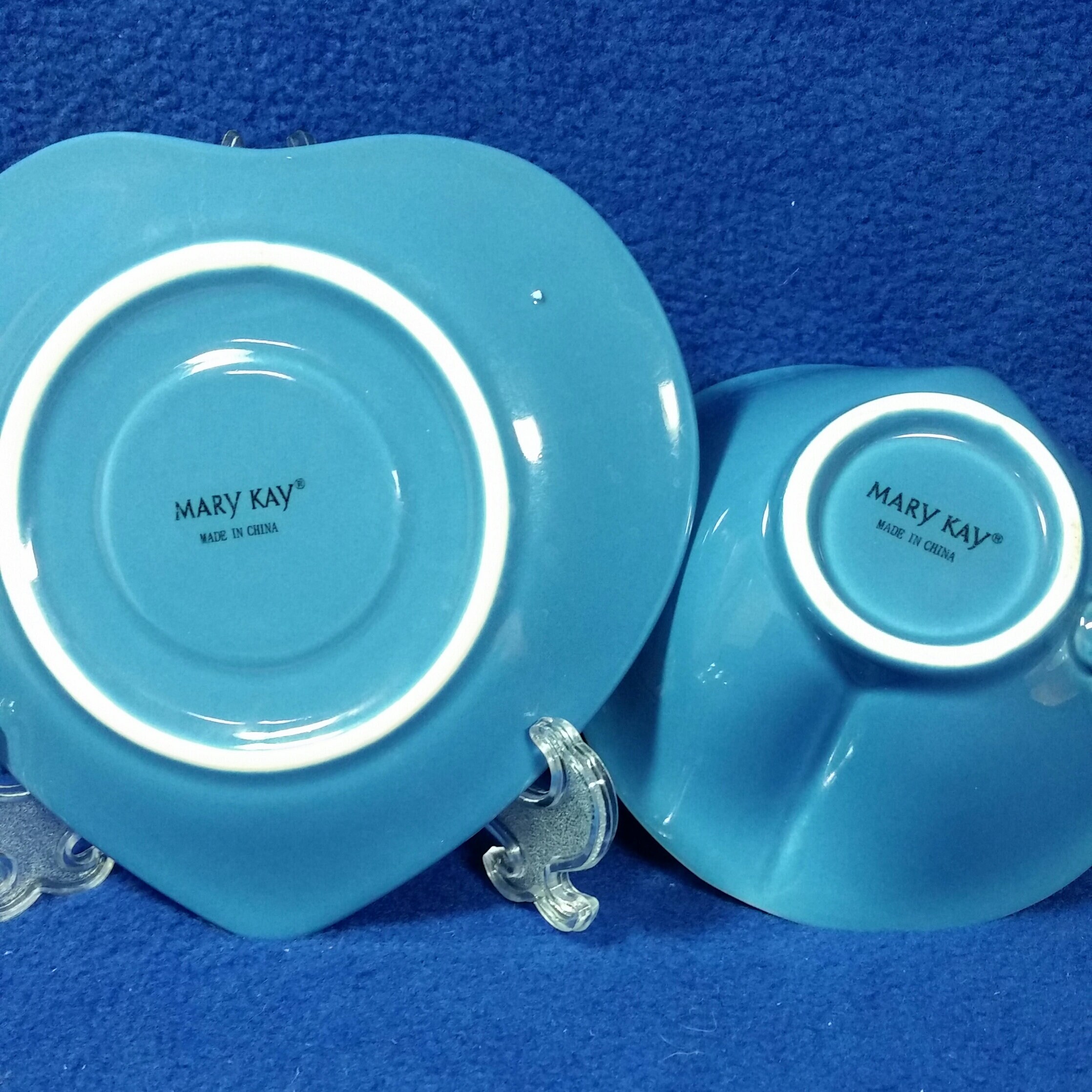 Vintage Mary Kay Blue Heart Shaped Tea Cup and Saucer Set / 1980's ...