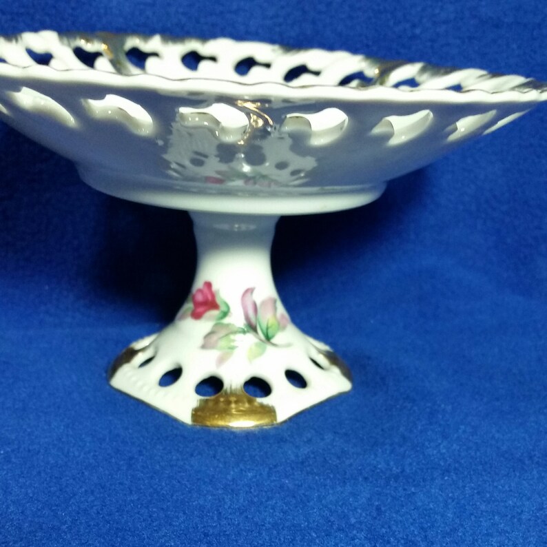 Vintage Lefton Rose Compote / Rose Pedestal Bowl / Lefton - Etsy