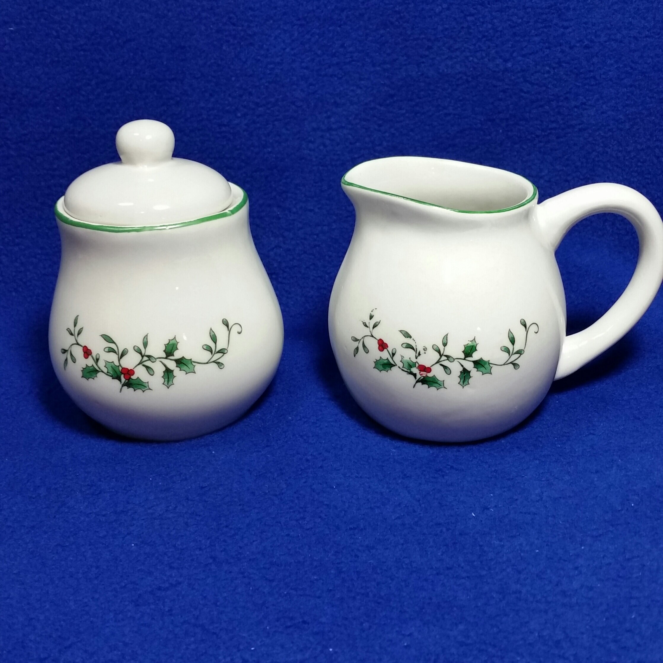 Vintage Christmas Holly Sugar Bowl and Creamer Set by Royal Seasons ...