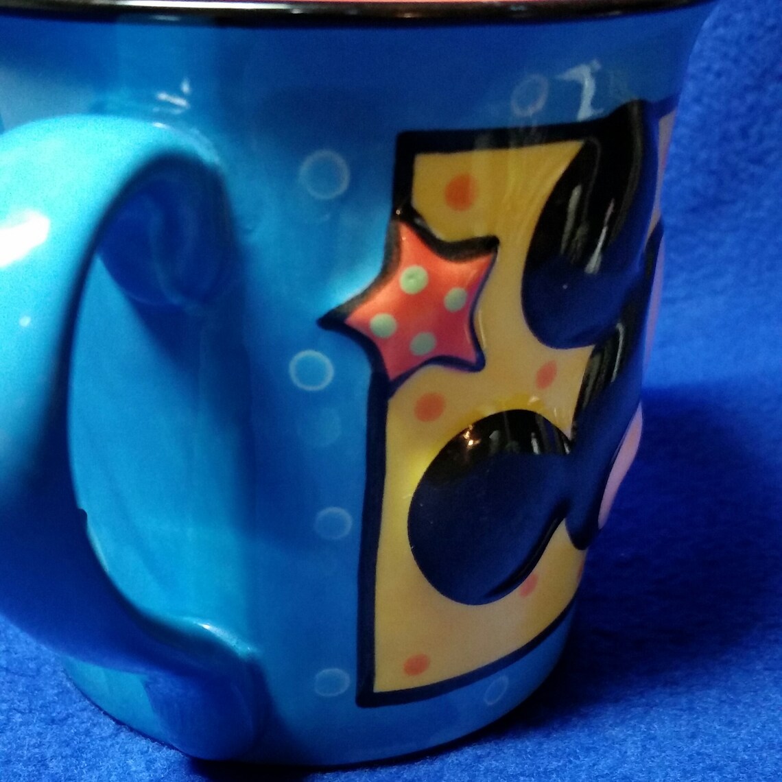 Mickey Mouse Blue Embossed Mug / Mickey Mouse Head and Stars - Etsy