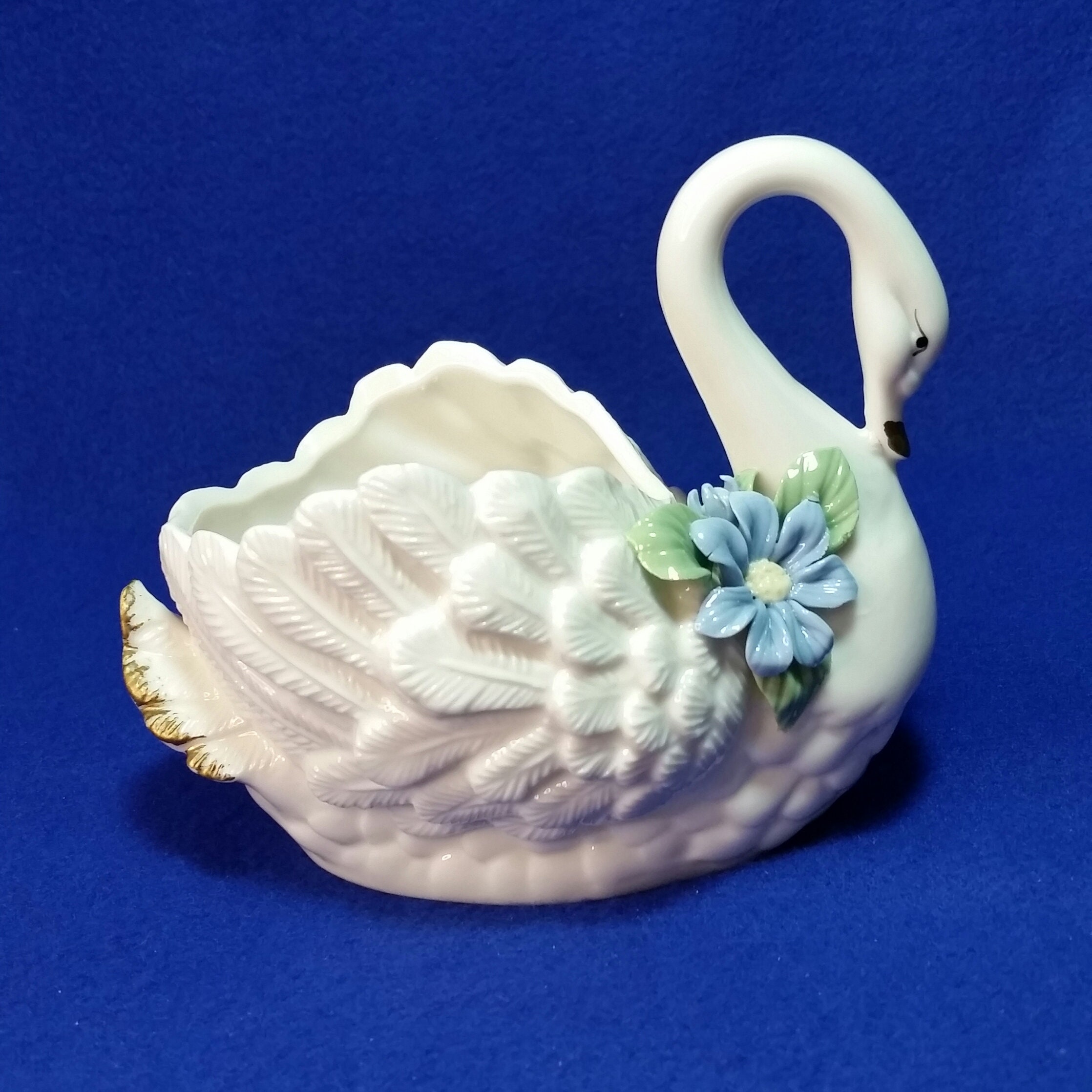 Porcelain Swan Planter / Swan Trinket Dish / K's - Etsy