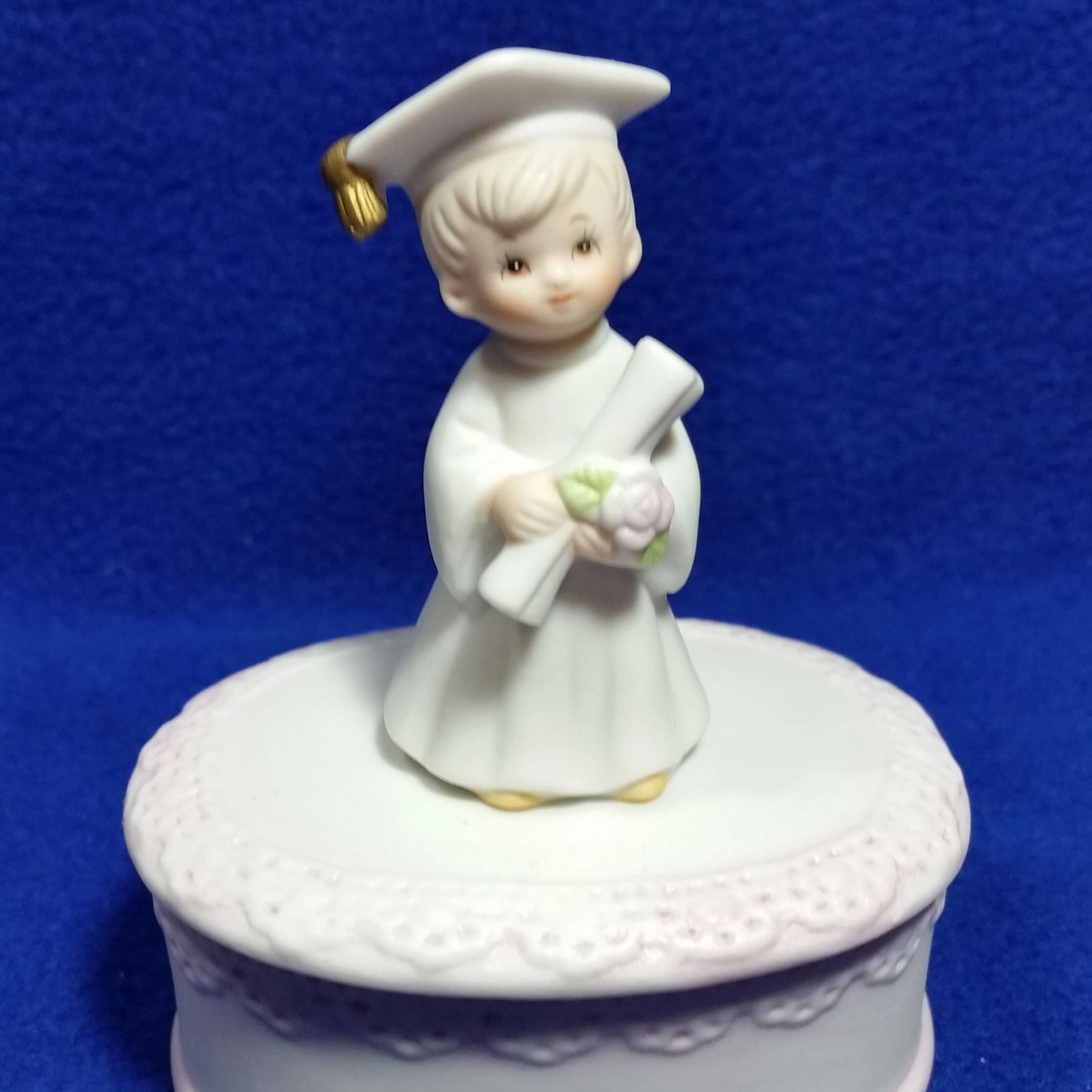 Vintage Lefton Girl Graduate Trinket Box / the Lord Bless & Keep You ...