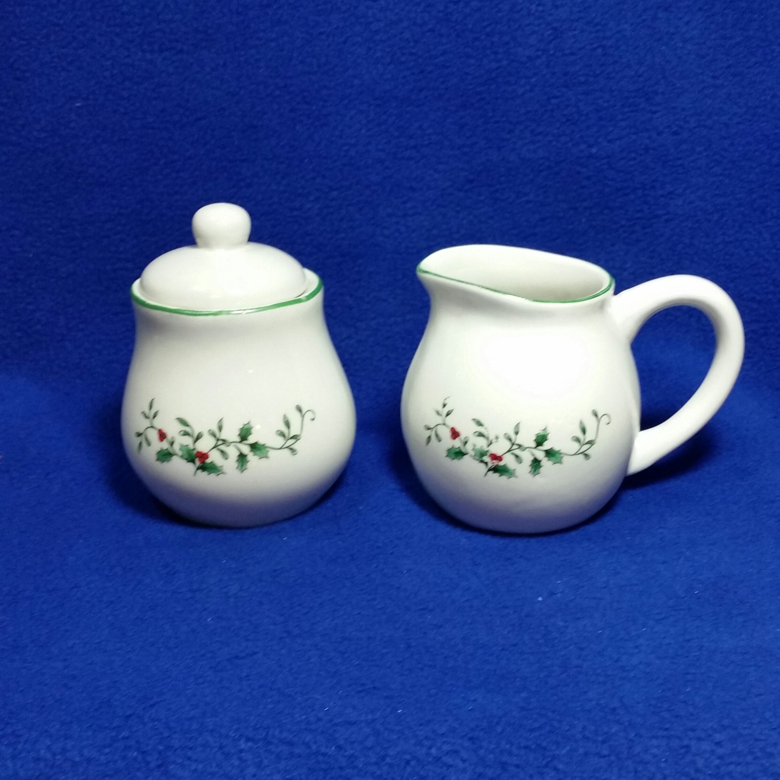 Vintage Christmas Holly Sugar Bowl and Creamer Set by Royal Seasons ...