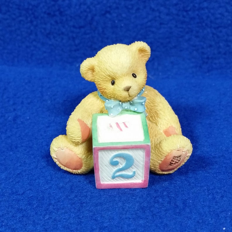 Cherished Teddies Bear With Number 2' Block Mini - Etsy