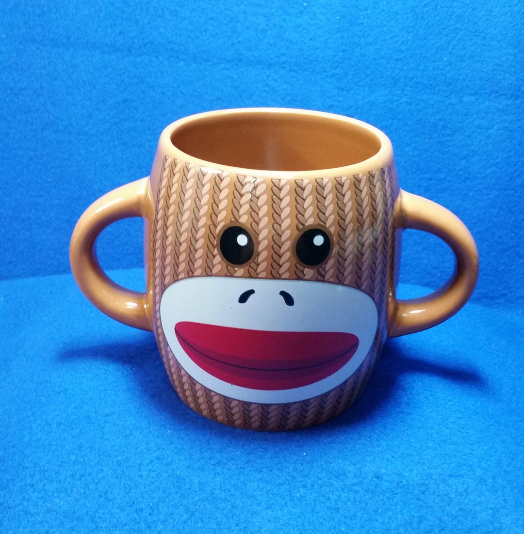 Sock Monkey Mug / Double Handle Sock Monkey Mug / Galerie Sock - Etsy