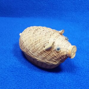 Vintage Wicker Pig Basket / Rattan Pig Basket / Boho Wicker Decor / Pig ...
