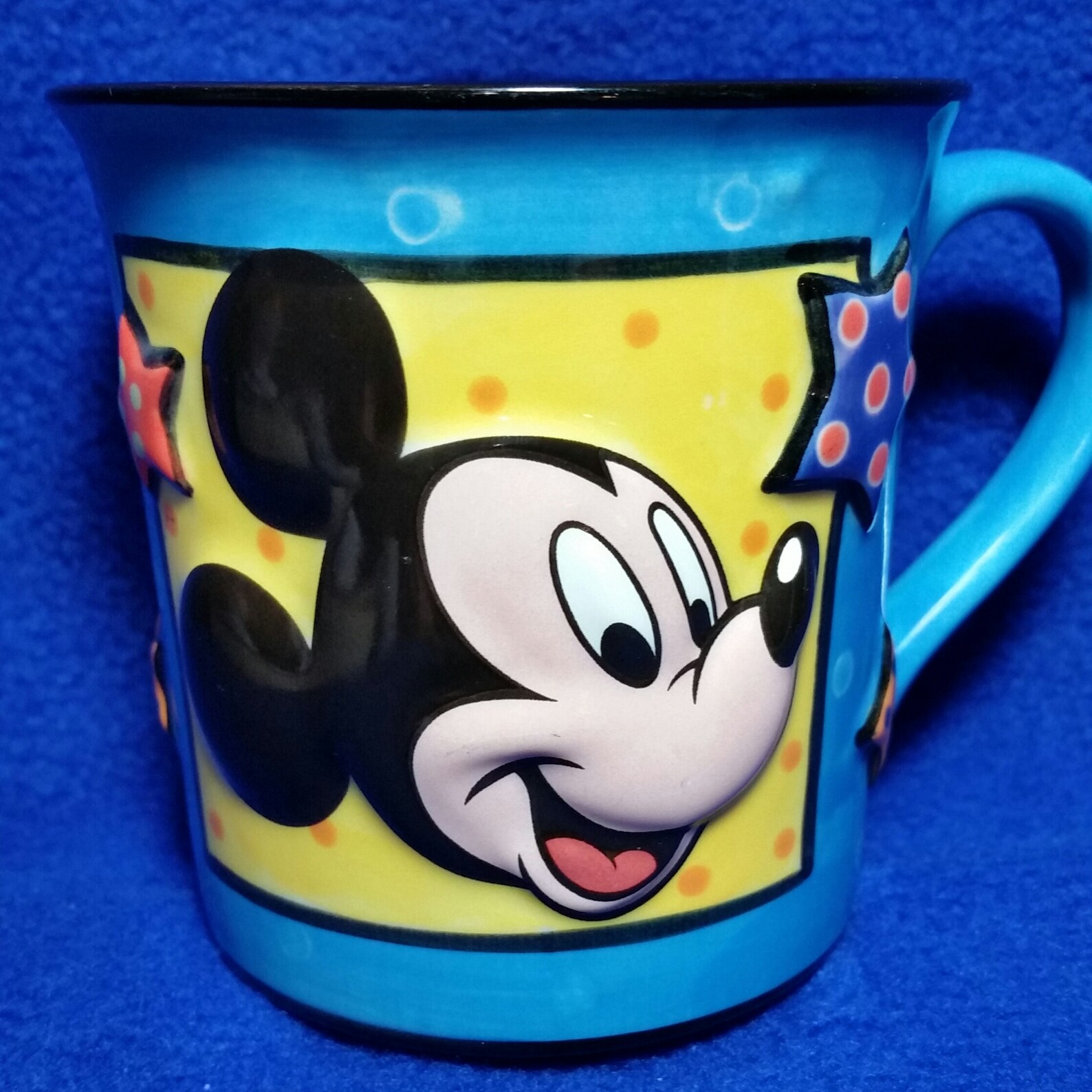 Mickey Mouse Blue Embossed Mug / Mickey Mouse Head and Stars - Etsy