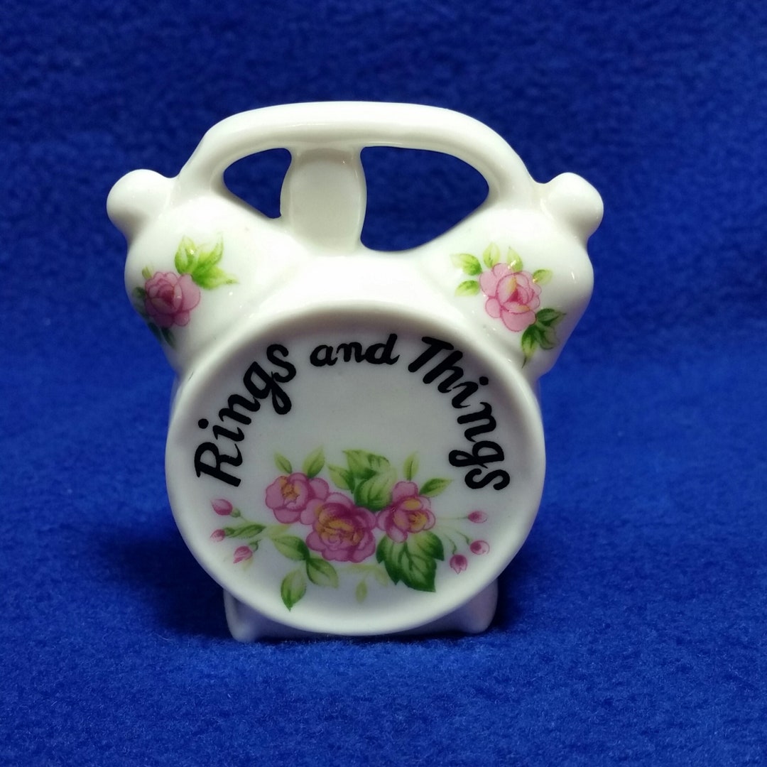 Vintage Rings and Things Trinket Dish / Pink Flowers Trinket Dish ...