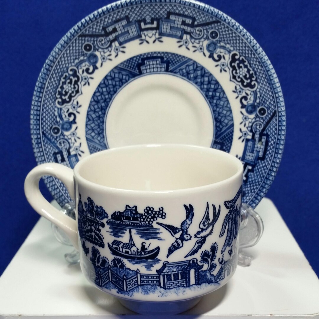 Vintage Churchill Blue Willow Cup and Saucer Set / Made in England ...