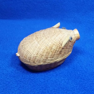 Vintage Wicker Pig Basket / Rattan Pig Basket / Boho Wicker Decor / Pig ...