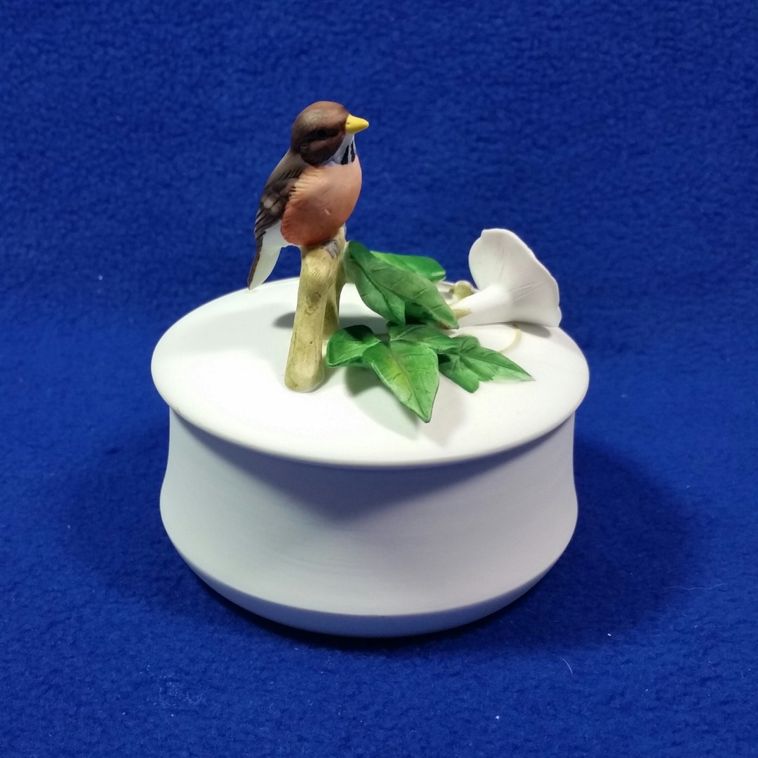 Vintage Otagiri Robin With Morning Glory Trinket Box / Otagiri Trinket ...