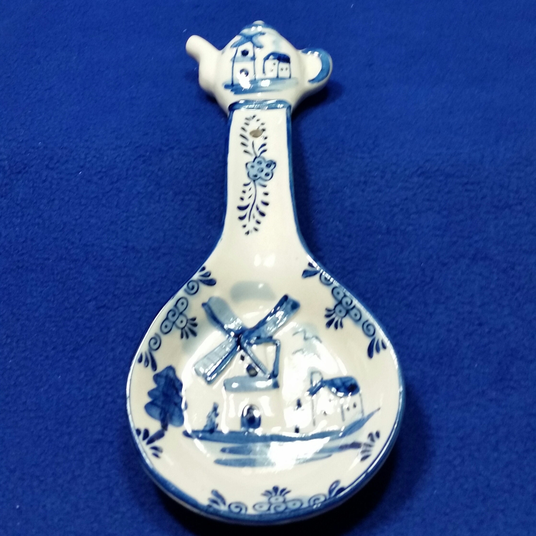 Delft Blue Spoon Rest With Windmill and Teapot on Handle / - Etsy