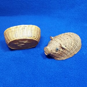 Vintage Wicker Pig Basket / Rattan Pig Basket / Boho Wicker Decor / Pig ...
