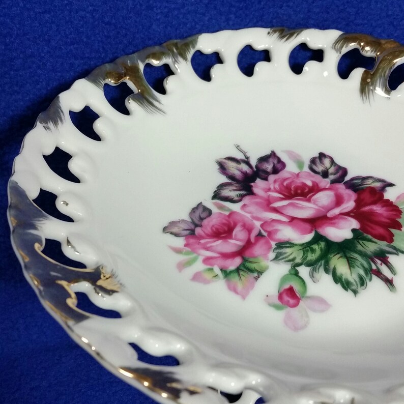 Vintage Lefton Rose Compote / Rose Pedestal Bowl / Lefton - Etsy