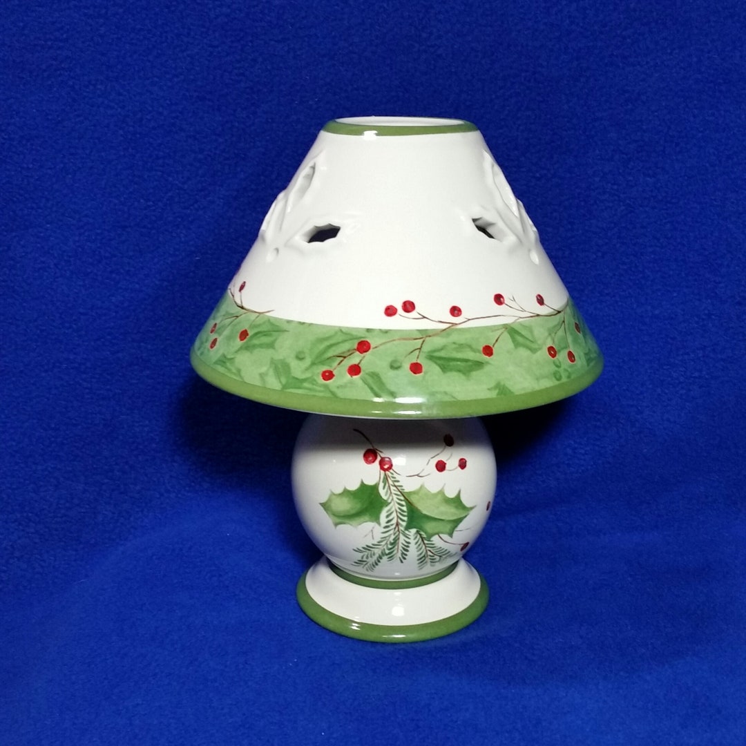 Lenox Holiday Gatherings Tea Light Lamp / Lenox Holly Leaves and ...
