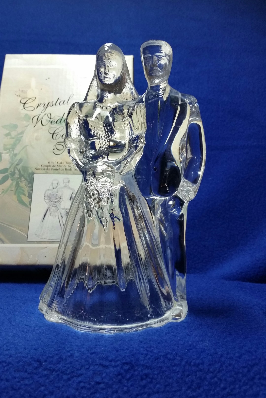 Cristal D' Arques Crystal Wedding Cake Topper / Bride and Groom Crystal ...