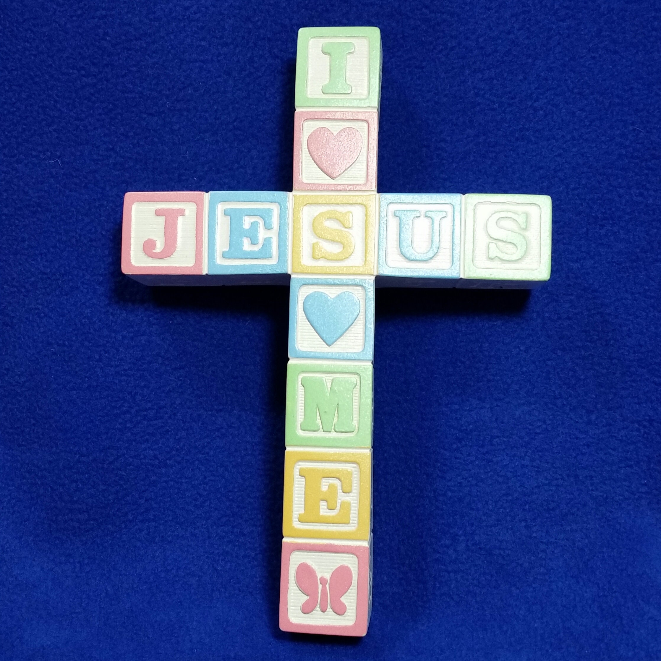 Jesus Loves Me Baby Blocks Hanging Wall Cross / Retro Baby - Etsy