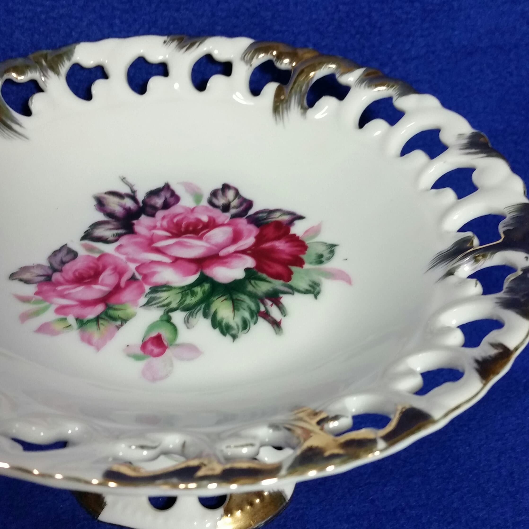 Vintage Lefton Rose Compote / Rose Pedestal Bowl / Lefton - Etsy