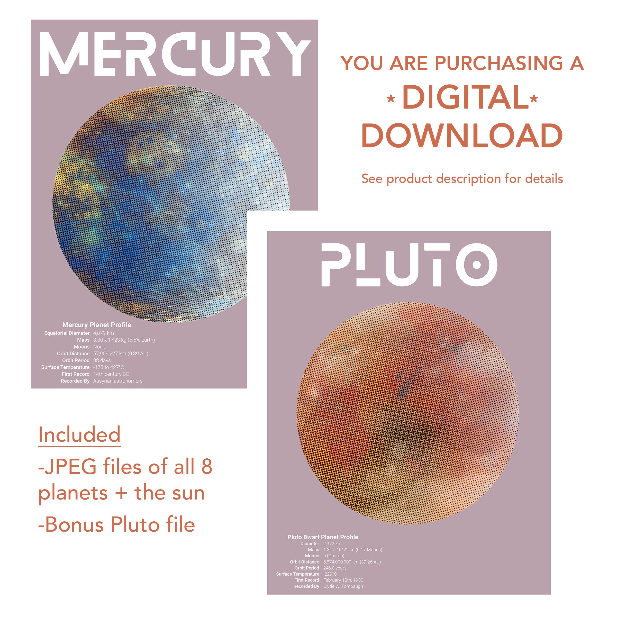 Planet Print Set Planet Planet Printables Digital Download - Etsy