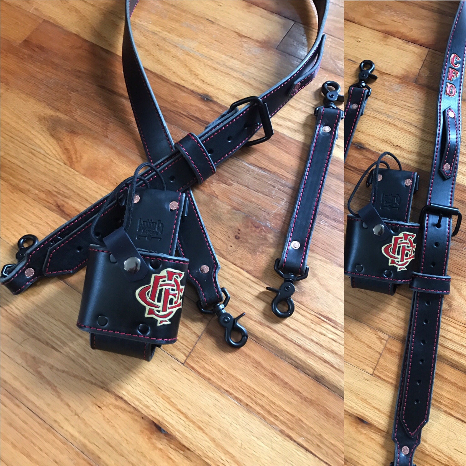 Firefighter-Radio Strap & Holster Full Set Black Custom