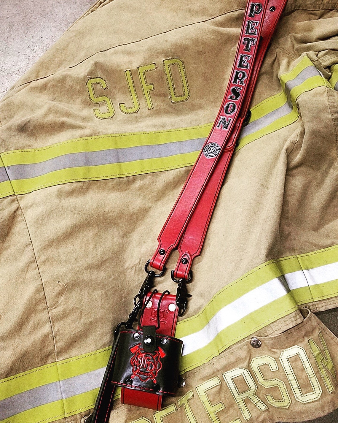 Firefighter-radio Strap & Holster full Set RED Custom - Etsy