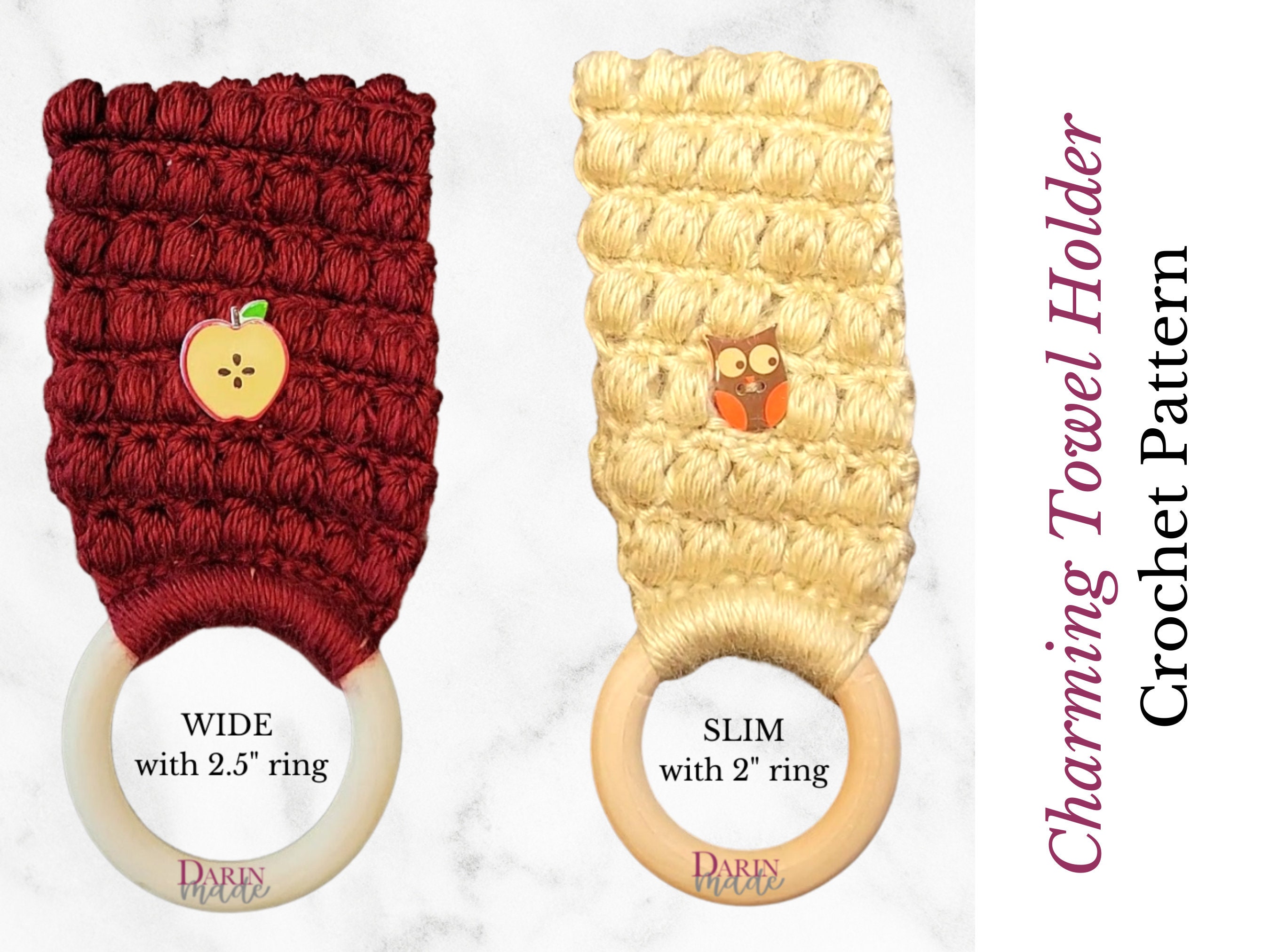 Charming Towel Holder Crochet Pattern -- Towel Ring Crochet Pattern ...