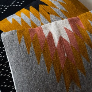 Grey Pillow, Wool Cushion, Woven Wool Pillow, Handmade Mexican Pillow ...