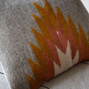 Grey Pillow, Wool Cushion, Woven Wool Pillow, Handmade Mexican Pillow ...