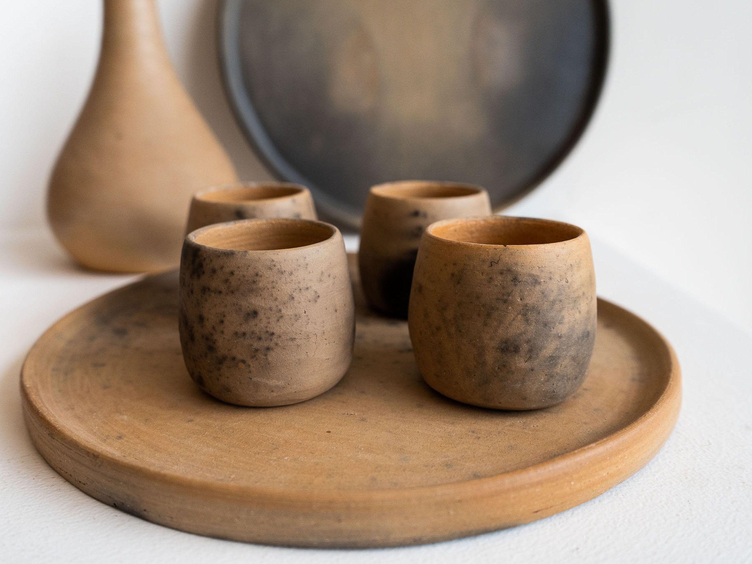 Mezcal Ceramic Clay Drinking Set | Natural Finish Barril Copitas - Etsy