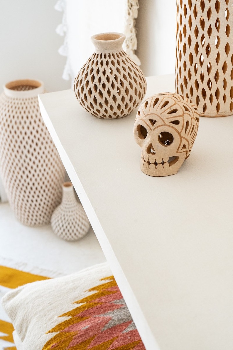 Handcrafted Mexican Clay Skull Calavera - Etsy