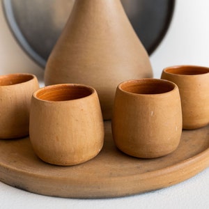 Mezcal Ceramic Clay Drinking Set | Natural Finish Barril Copitas - Etsy