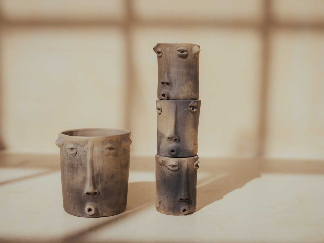 Decorative Face Cup Clay | Diablo Black Clay Decorative Face Cups ...