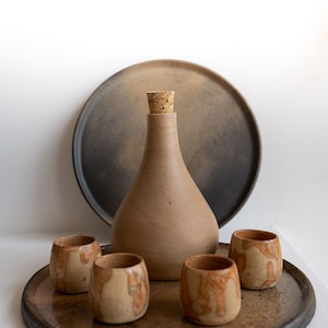 Mezcal Ceramic Clay Drinking Set | Natural With Glassed Finish Barril ...