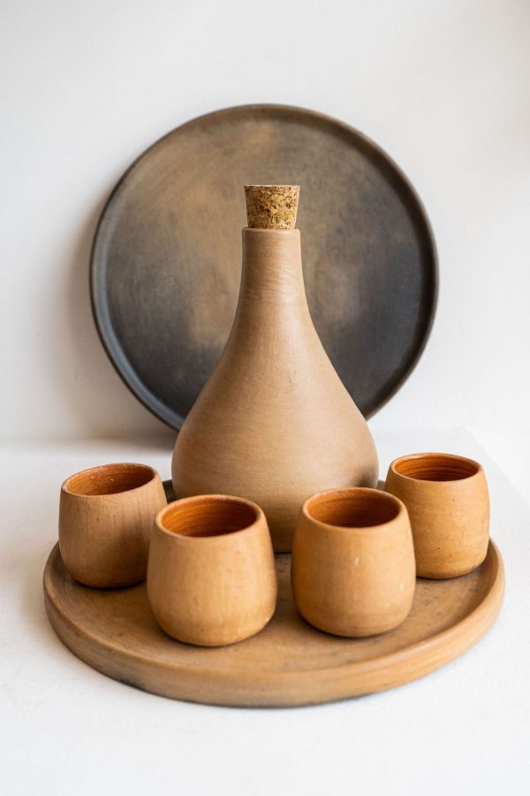 Mezcal Ceramic Clay Drinking Set | Natural Finish Barril Copitas - Etsy