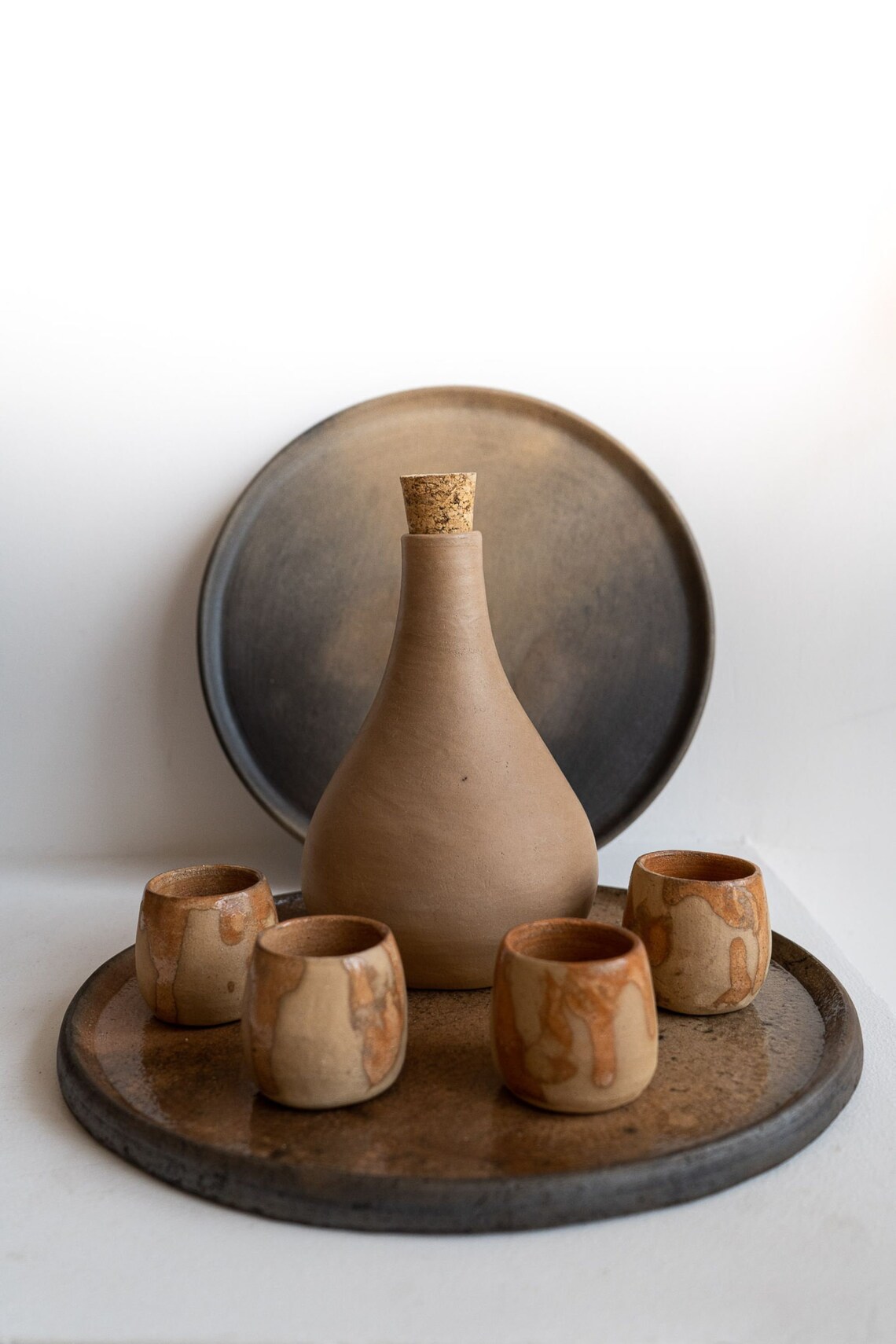 Mezcal Ceramic Clay Drinking Set | Natural Finish Barril Copitas - Etsy