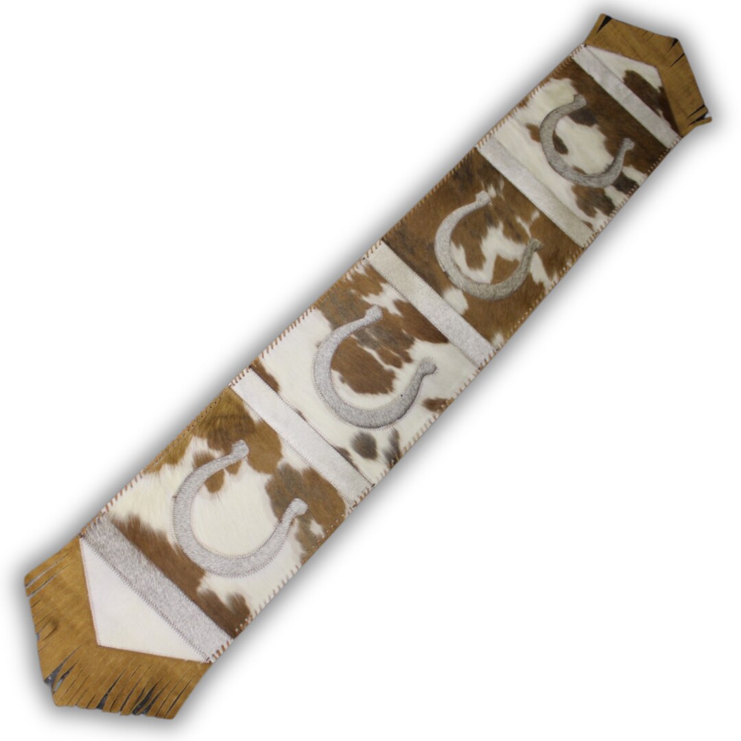 Cowhide Table Runner With Horseshoe Pattern- 6ft Long - Table Decor ...