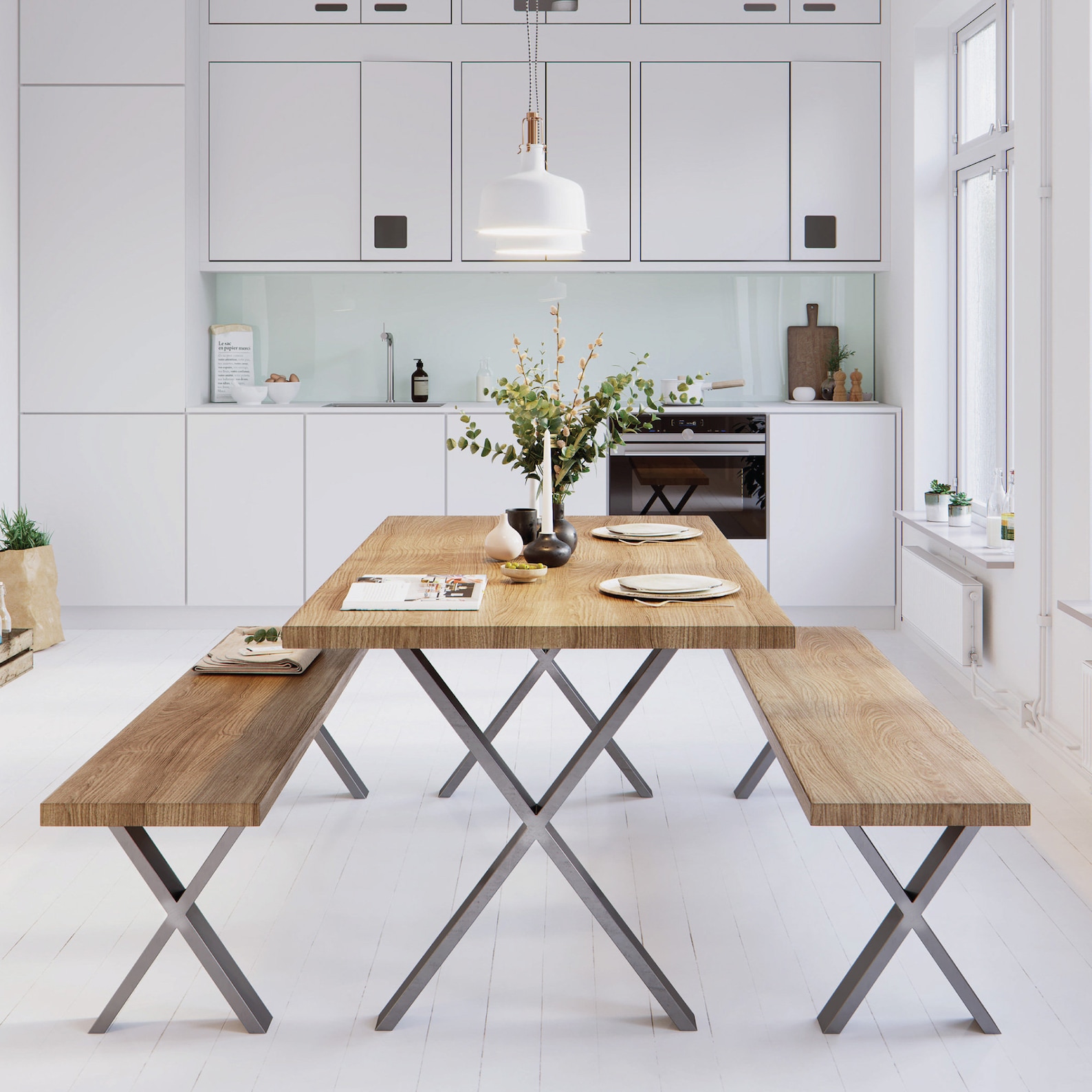 Industrial Table Legs - X-frame Design - Box Section Steel, Various ...