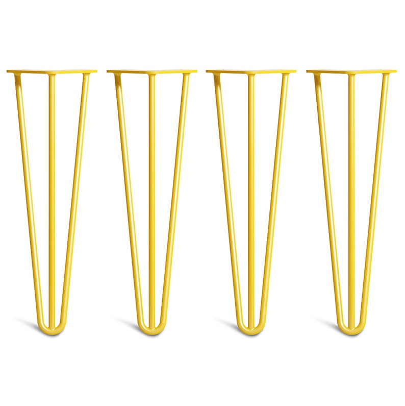 4 X Yellow Hairpin Legs All Sizes. Including FREE Screws and - Etsy UK