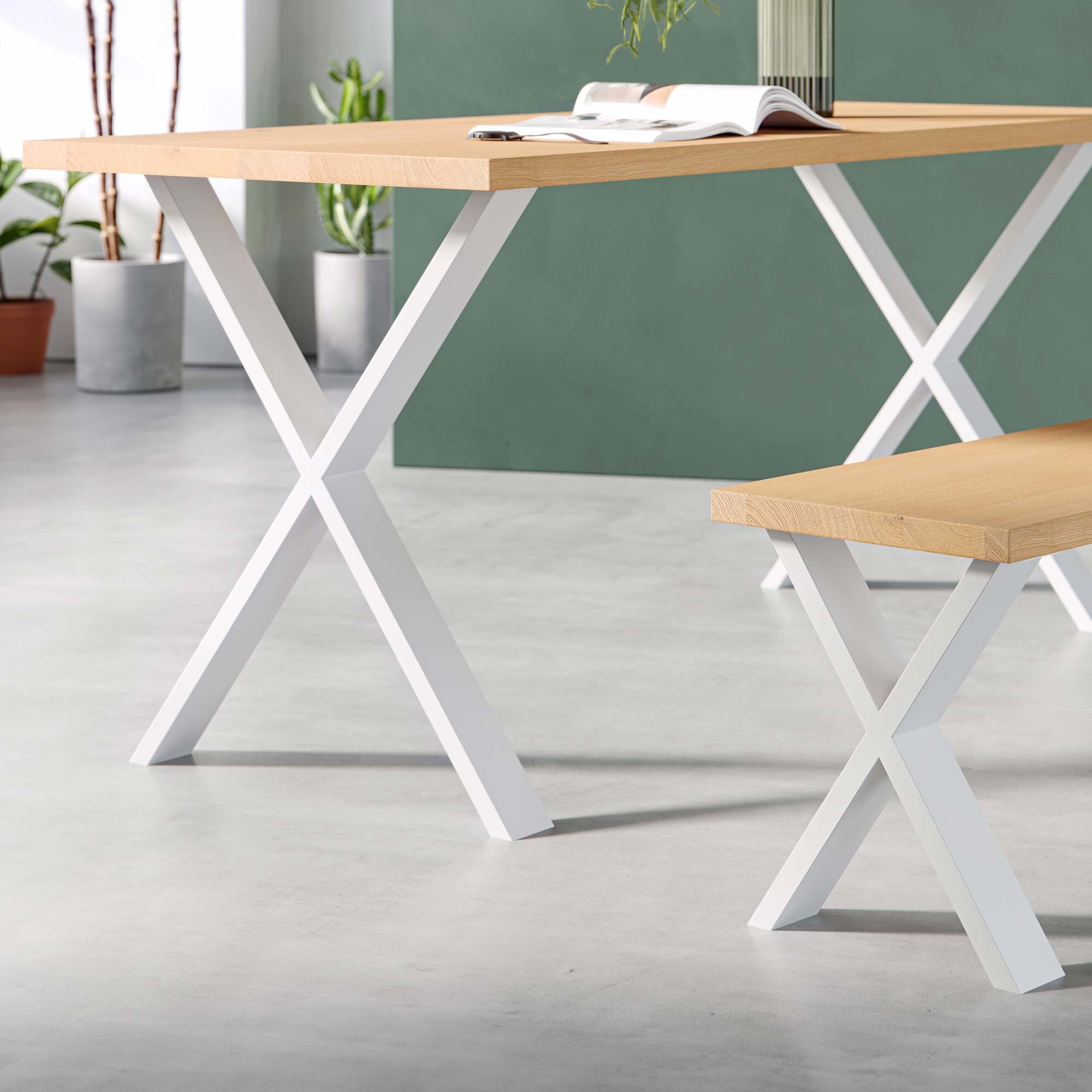 Industrial Table Legs - X-frame Design - Box Section Steel, Various ...