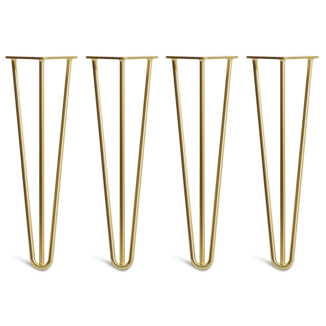 4 X Gold Hairpin Legs - All Sizes. Including FREE Screws and Protector ...