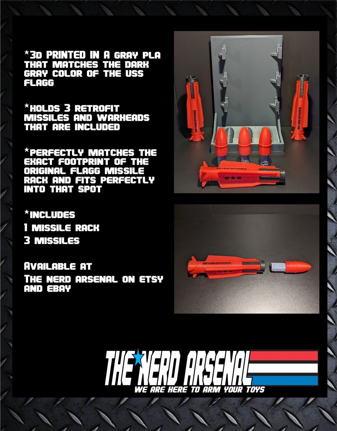 U.S.S. FLAGG RETROFIT MISSILE Rack and Set of 3 Missiles - Etsy