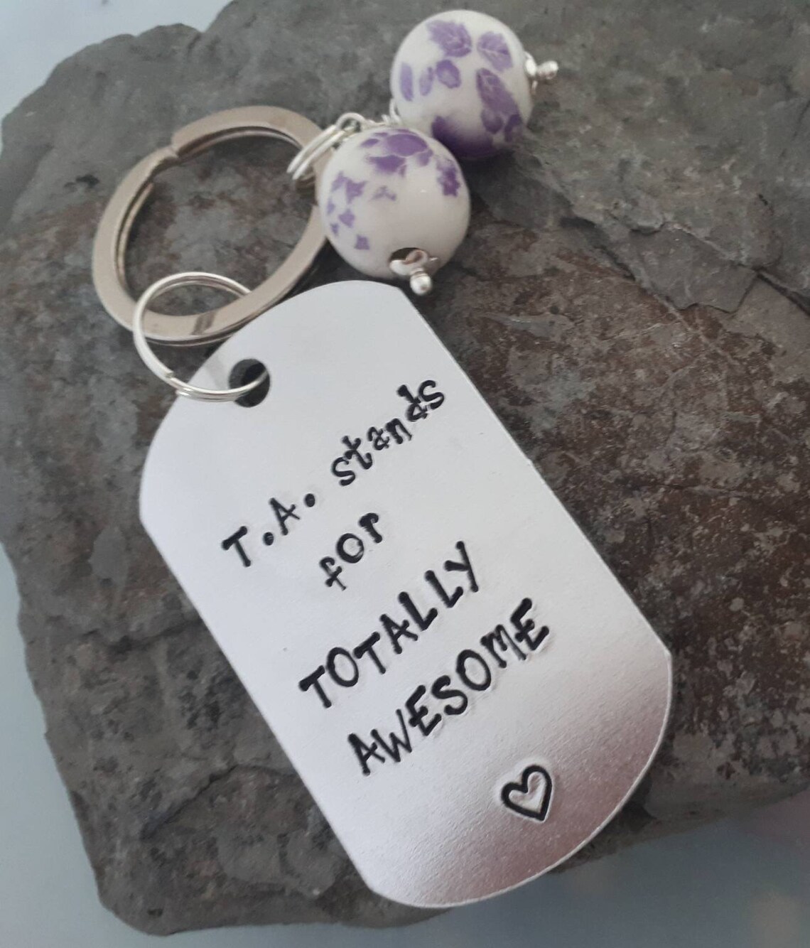 TA Stands for Totally Awesome Keyring, Teaching Assistant Gift, Hand ...