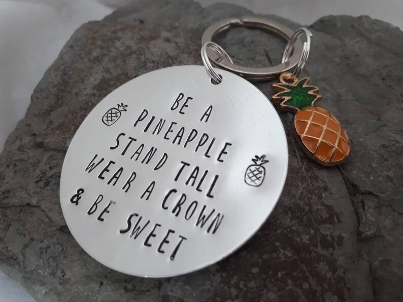 Be a Pineapple Keyring Wear a Crown Stand Tall and Be Sweet. - Etsy