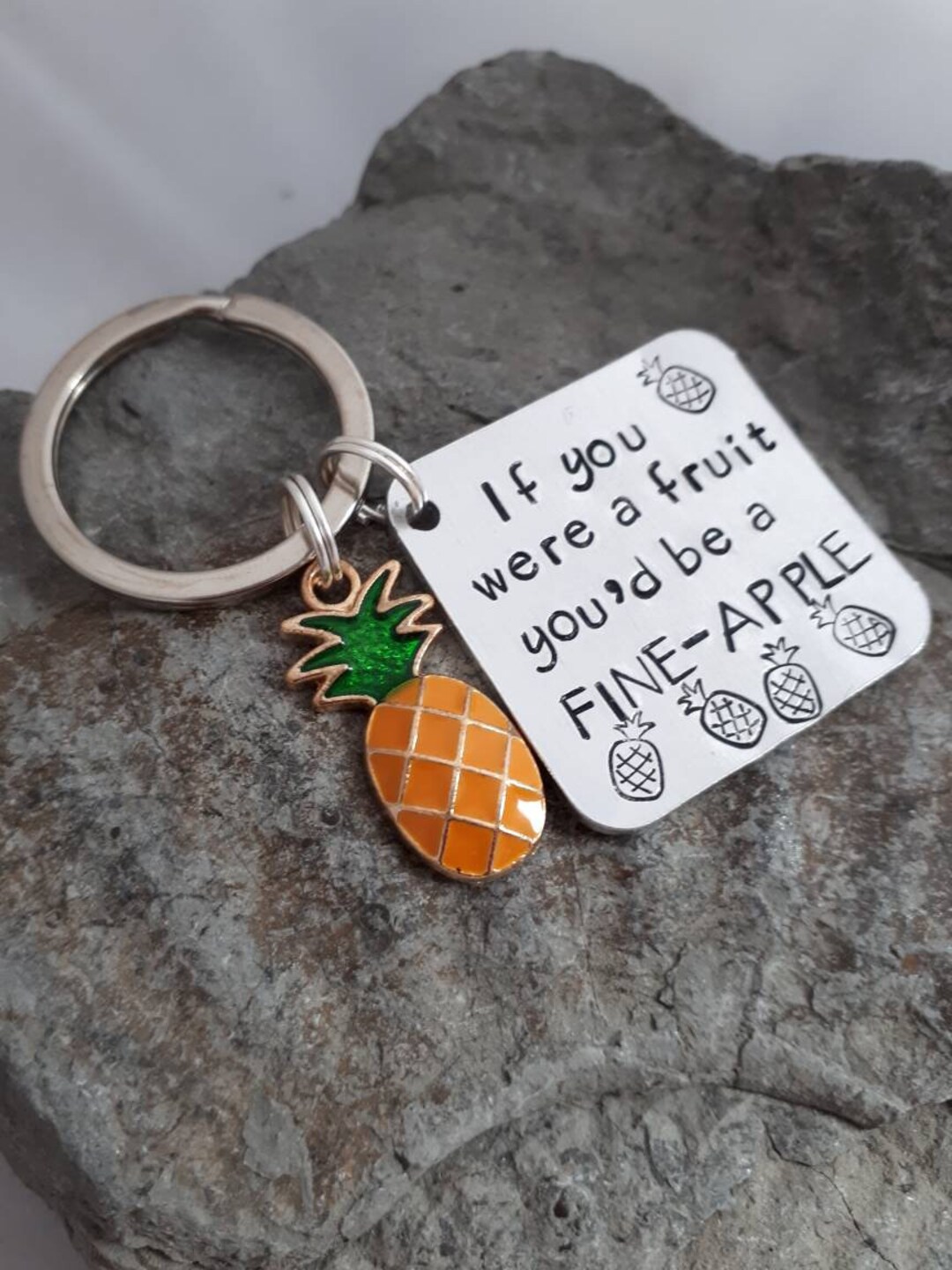 Pineapple Keyring, Hand Stamped Keyring, Metal Keyring, If You Were a ...