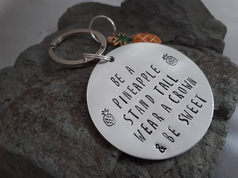 Be a Pineapple Keyring Wear a Crown Stand Tall and Be Sweet. - Etsy