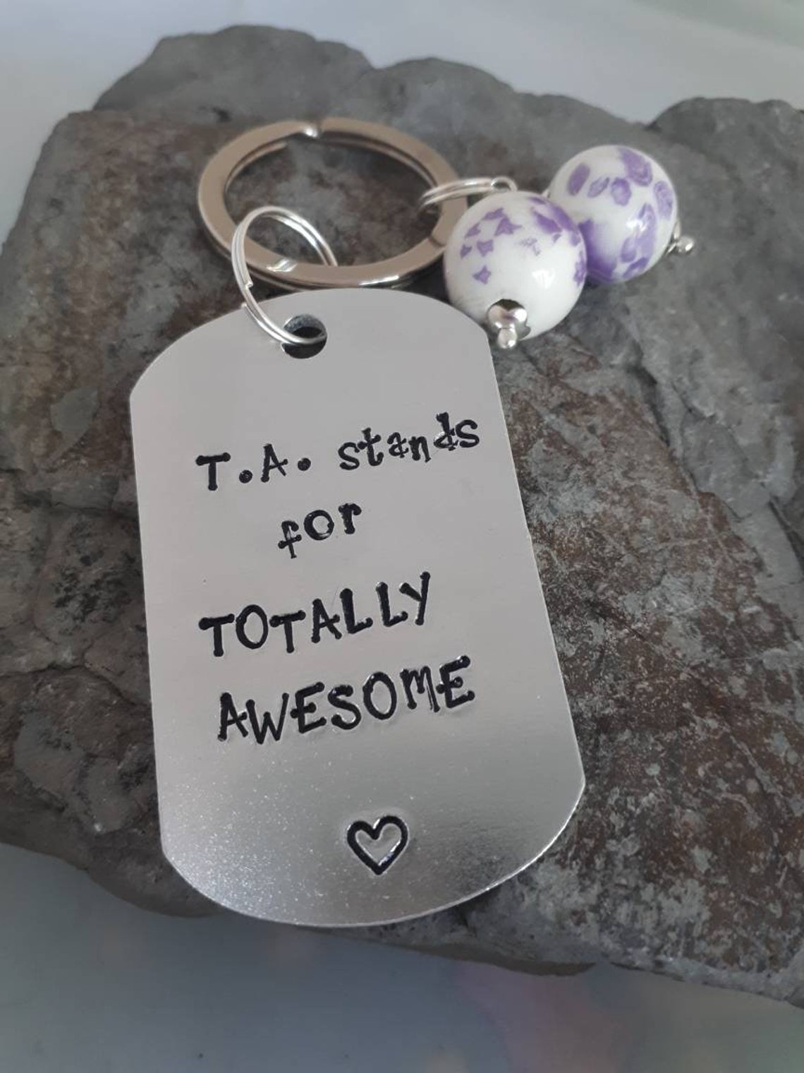 TA Stands for Totally Awesome Keyring, Teaching Assistant Gift, Hand ...