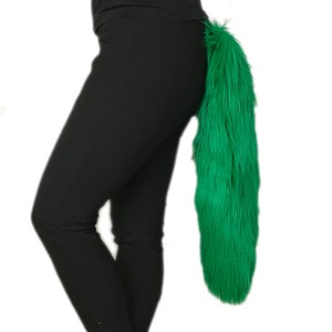 Emerald Green Luxury Faux Fur Animal Cosplay Tail, 20 or 30 Inches Rave ...