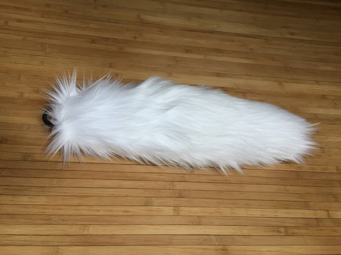 Kawaii All White Faux Fur Animal Cosplay Tail, for Kids and Adults ...
