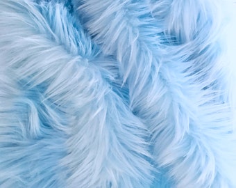 Bianna PASTEL BABY BLUE Long Pile Faux Fur Fabric Shag - Etsy