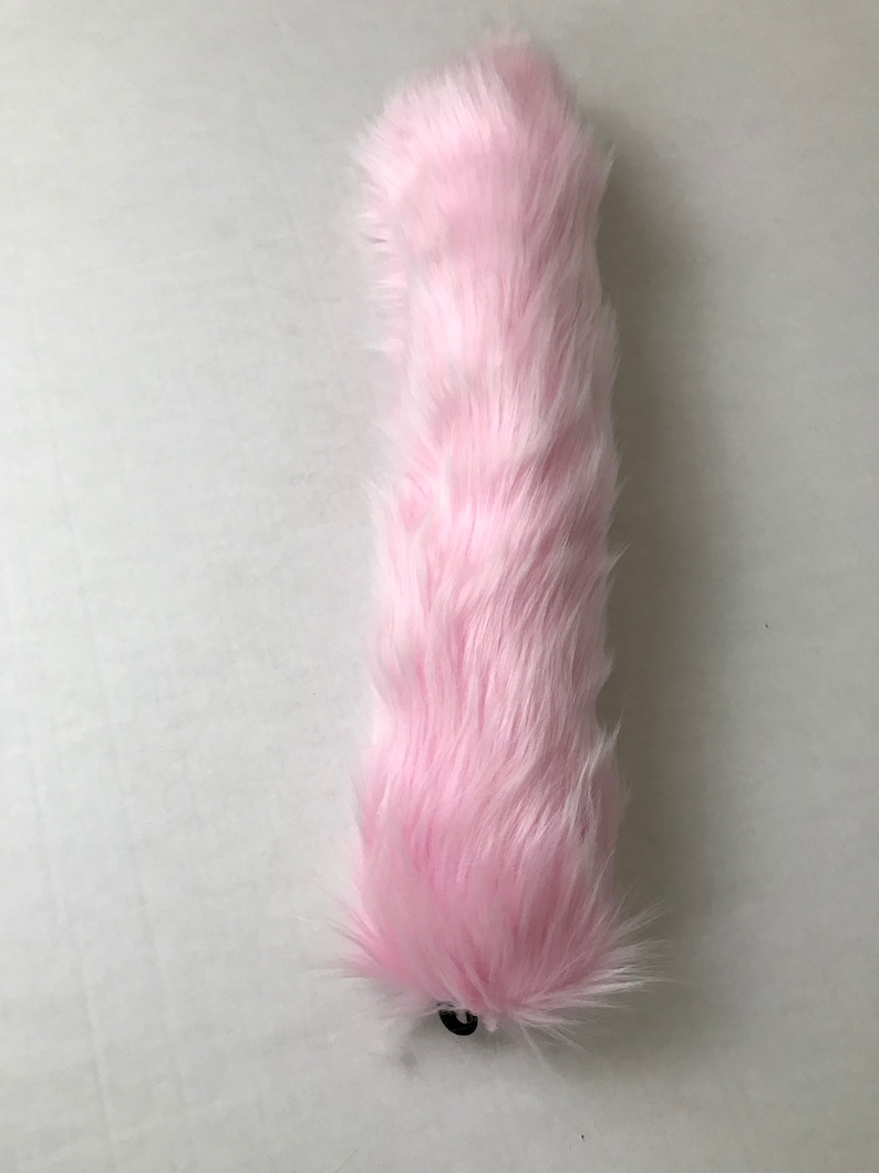 Baby Pink Faux Fur Animal Cosplay Tail, 20 Inches Long, Rave Halloween ...